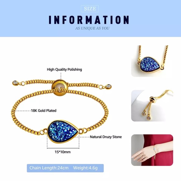 Jewelry | Water Drop Charm Chain Bracelet | Poshmark
